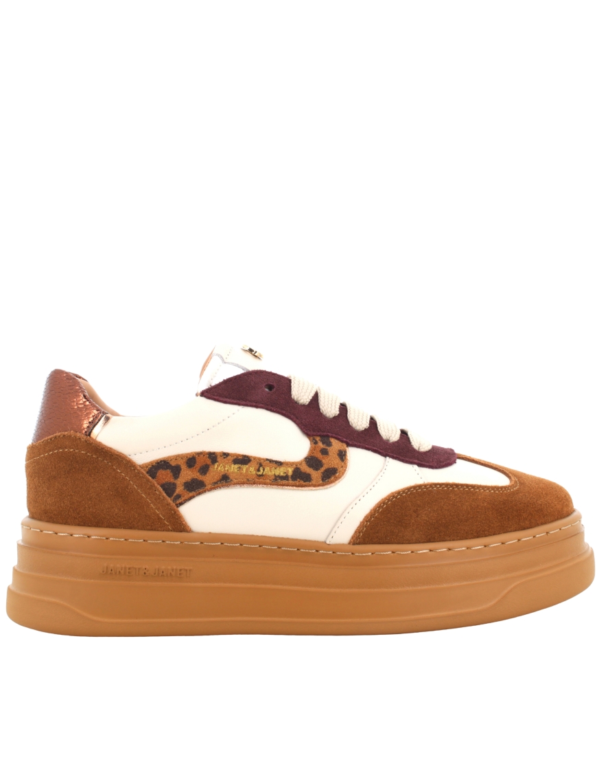 JANET & JANET donna sneakers J-432 COGNAC/WHITE/WINE
